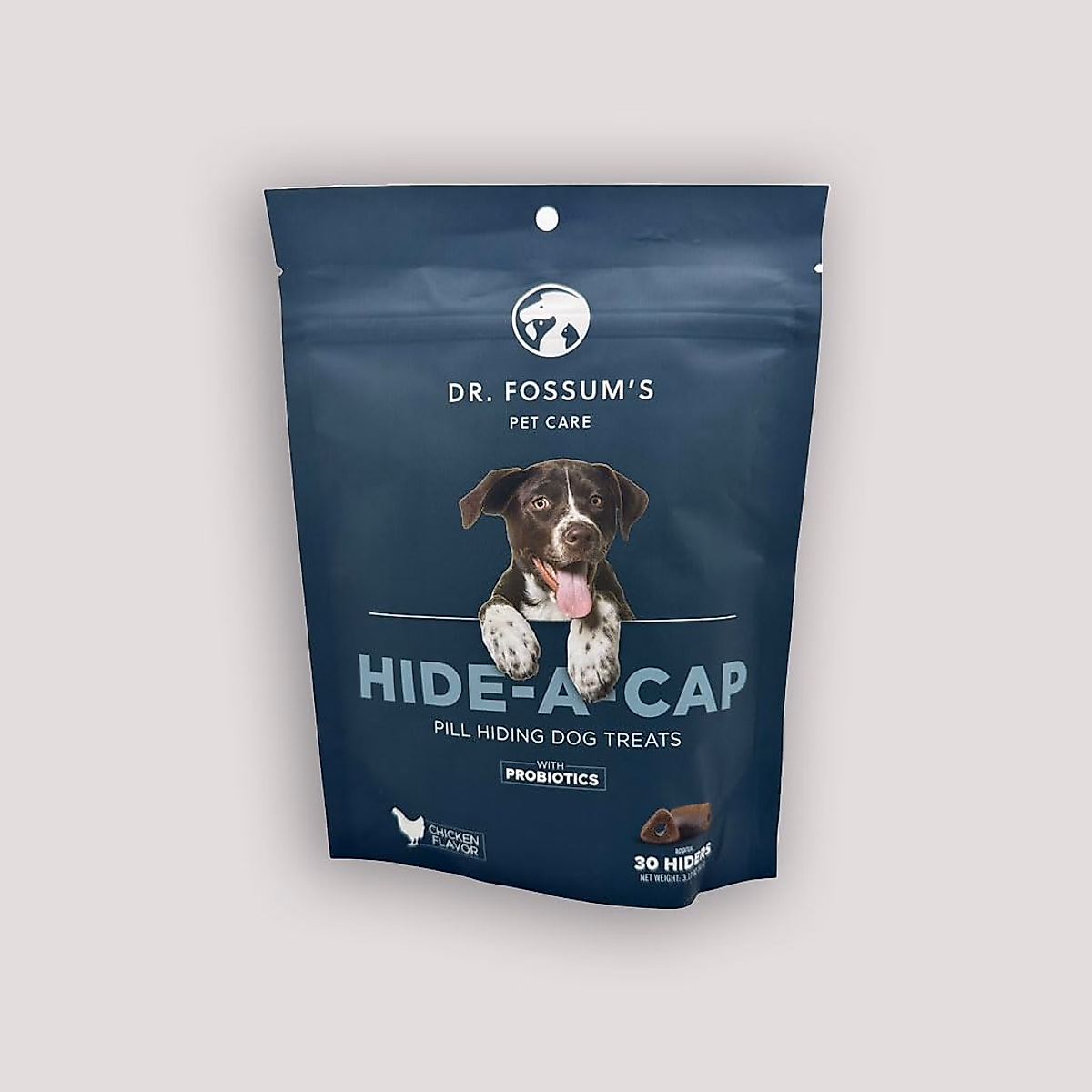 Dr. Fossum's Hide-A-Cap Pill Hiding Treats for Dogs - Probiotic-Infused, Chicken-Flavored Medicine Concealment - Vet-Recommended, Non-Toxic - 30 Count