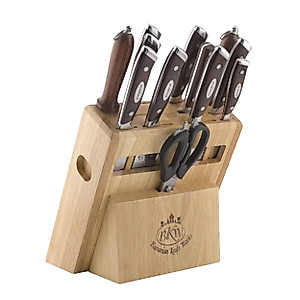Bavarian Knife Works 12 PCS Kitchen Knife Set, Razor Sharp Blades, Made of German Steel, Ergonomic Pakkawood Handle, Light Weight Easy to Sharpen, No Steak Knives