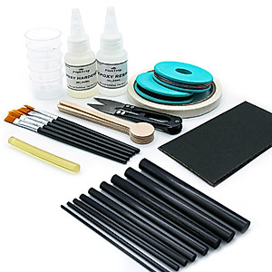 FishTrip Fishing Rod Repair Kit Complete with Epoxy,10pcs Carbon Fiber Sticks Pole Building Kit, AB Glue, Wrapping Thread for Saltwater Freshwater Spinning Casting Rod