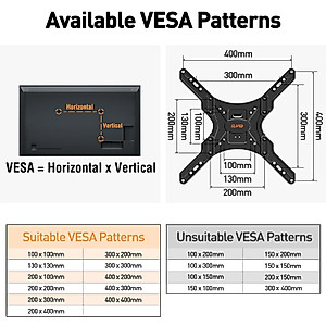 ELIVED Ceiling TV Mount Fits Most 26-65 Inch LED, LCD OLED Flat Screen TVs, Full Motion Height Adjustable TV Mount Bracket, Swivel and Tilt TV Bracket, Max VESA 400x400mm, Holds up to 99 lbs. YD3015