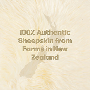Natural Sheepskin Chairpad with Non-Slip Backing | 100% Real New Zealand Wool Sheepskin for Car Seat, Accent Chair, or Vanity Chair, Natural