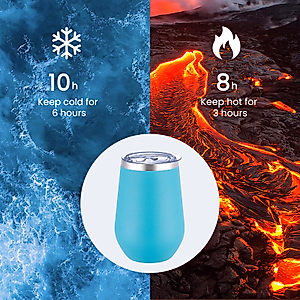 MEWAY 12oz Insulated Wine Tumbler with Lid and Straw - Double Wall Vacuum Stainless Steel Wine glass, for Travel and Office, Baby shower prizes for winners(Light Green,1)