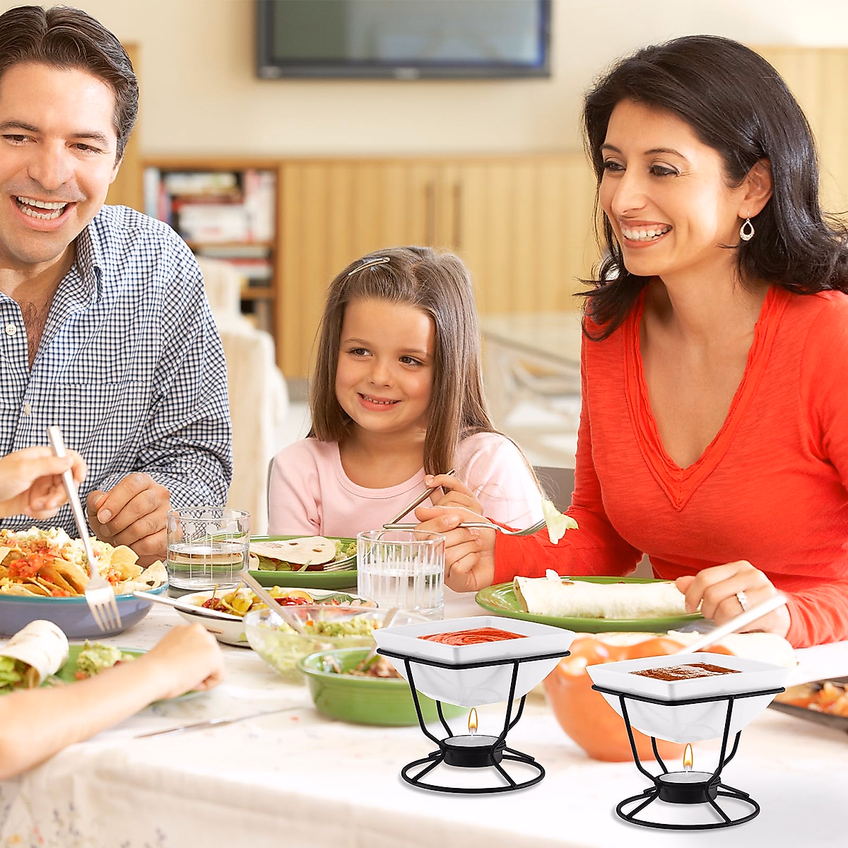 Fabbay 8 Set Ceramic Butter Warmers for Seafood with 32 Tealight Candles 4oz Butter Warmer Pot Ceramic Bowl for Chocolate Butter Cheese Fondue Food Crab Lobster, Dishwasher Microwave Oven Safe