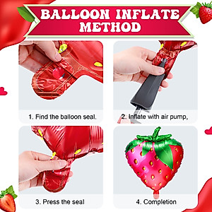 109 Pieces Strawberry Party Balloons Arch Garland 12 10 5 Inch Red Pink Green Latex Balloons Jumbo Strawberry Foil Balloons for Baby Shower Berry First Birthday Strawberry Party Decorations