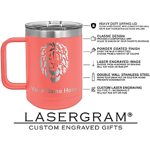 LaserGram 15oz Vacuum Insulated Coffee Mug, CNA Certified Nurse Assistant, Personalized Engraving Included (Coral)