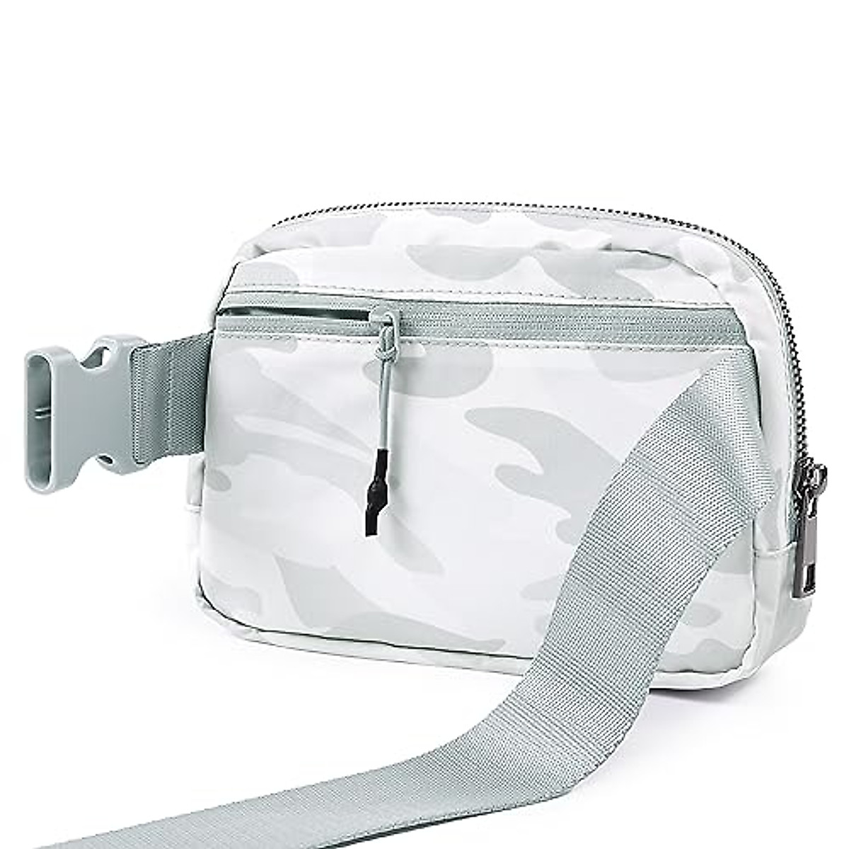 ODODOS Unisex Mini Belt Bag with Adjustable Strap, Pattern Small Fanny Pack for Workout Running Traveling Hiking, White Camo