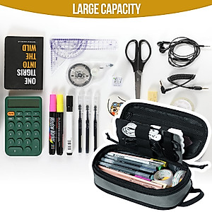 OneTigris Pencil Case for Boys - Pencil Pouch for Boys School Office Supplies Stationery, Zipper Multi-Slot Large Capacity Pencil Bag Organizer with Pens Sleeve Holder for Adults Children Men Women