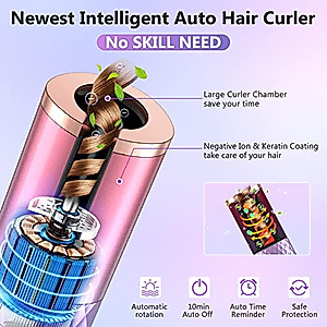 Automatic Curling Iron, Anti-Scald Hair Curler, Rotating Curling Iron 1 Inch Hair Tools, 6 Temps & 11 Timers, Portable Ceramic Barrel Wand Curling Iron, Fast Heating Rechargeable Waver Curler HAU