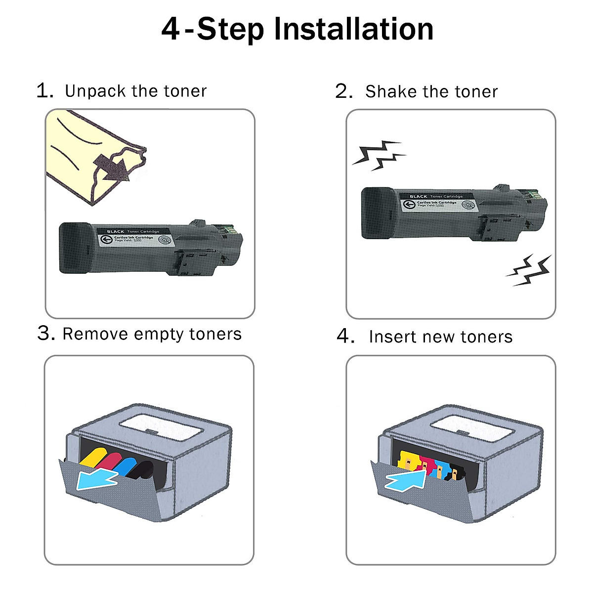 Limeink Compatible Toner Cartridge Replacement for Dell H625cdw Toner H825cdw for Dell Toner S2825cdn High Yield Laser Toner Cartridges For H625 H825 s2825 Ink 5 Pack 2 Black 1 Cyan 1 Yellow 1 Magenta