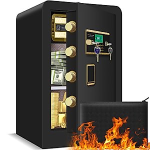 4.0 Cu ft Extra Large Heavy Duty Home Safe Fireproof Waterproof, Anti-Theft Digital Home Security Safe Box With Fireproof Document Bag, Fireproof Safe for Home Business Office Valuables