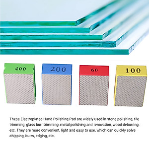 4Pcs Diamond Hand Polishing Pads, 60 120 200 400 Grit Diamond Sanding Blocks, Reusable Foam Sanding Blocks, for Tile Stone Trimming Deburring Marble Concrete Granite Ceramics Glass Wet Dry