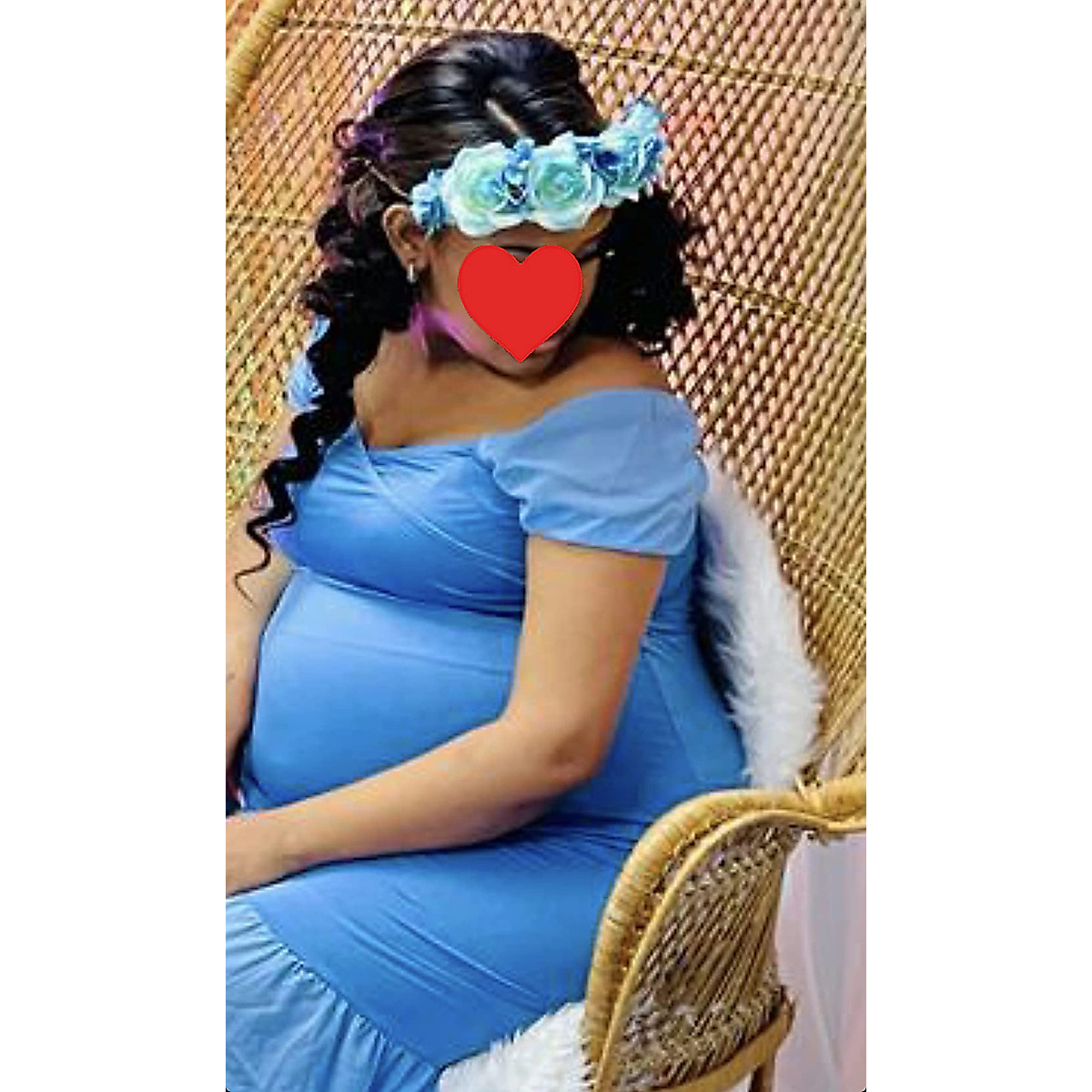 LLinfflr Floral Garland Crown Boho Flower Headband Hair Wreath Floral Halo Headpiece with Ribbon Wedding Party Blue