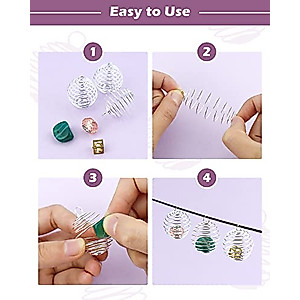 JIALEEY Spiral Bead Cages Pendants, 20 PCs 25x30mm Silver Plated Stone Holder Necklace Cage Pendants Findings for Jewelry Making and Crafting