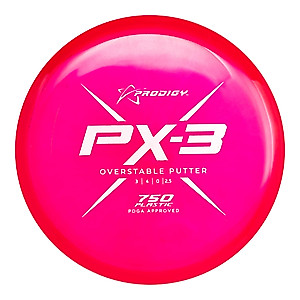 Prodigy Disc 750 PX-3 | Stable Disc Golf Putter & Approach Disc | Extremely Durable 750 Plastic | Great for Driving & Approach Shots | Beaded for Added Stability | Colors May Vary (170-174g)