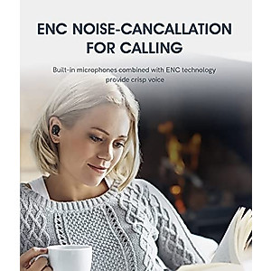 QCY T17 Ear Buds Wireless Bluetooth Earbuds with Charging Case Waterproof Stereo Headphones in Ear Built in Mic Headset Touch Control Premium Sound for iPhone Android, Black