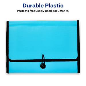 Avery Expanding File Folder Organizer, 7-Pocket Accordion File Organizer, Aqua, Holds 425 Letter/A4-Size Sheets (73551)