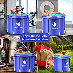 Ice Bath Tub for Athletes, X-Large 113 Gallons Ice Plunge Tub with Cover, Ice Pod Cold Bath Plunge Tub for Cold Water Therapy and Recovery, Thicken Cold Tub Ice Baths at Home & Outdoor