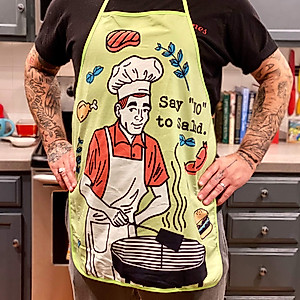 Say No To Salad Funny Back Yard Bar-B-Que Meat Graphic Kitchen Accessories Funny Graphic Kitchenwear Funny Food Novelty Cookware Green Oven Mitt