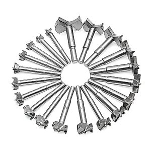 Bonsicoky 20Pcs Forstner Drill Bit Set 14-50mm, Carbide Woodworking Hole Saw Set, Flat Wing Counterbore Drill Bit Set with Plastic Storage Box for Wood Drilling