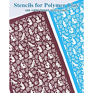 Puocaon Boho Clay Silk Screen - 8 Pcs Paisley Silk Screen Stencils for Polymer Clay Jewelry, Reusable Screen Stencils for Polymer Clay Earrings Making, Mystic Boho Polymer Clay Silk Screen Stencils