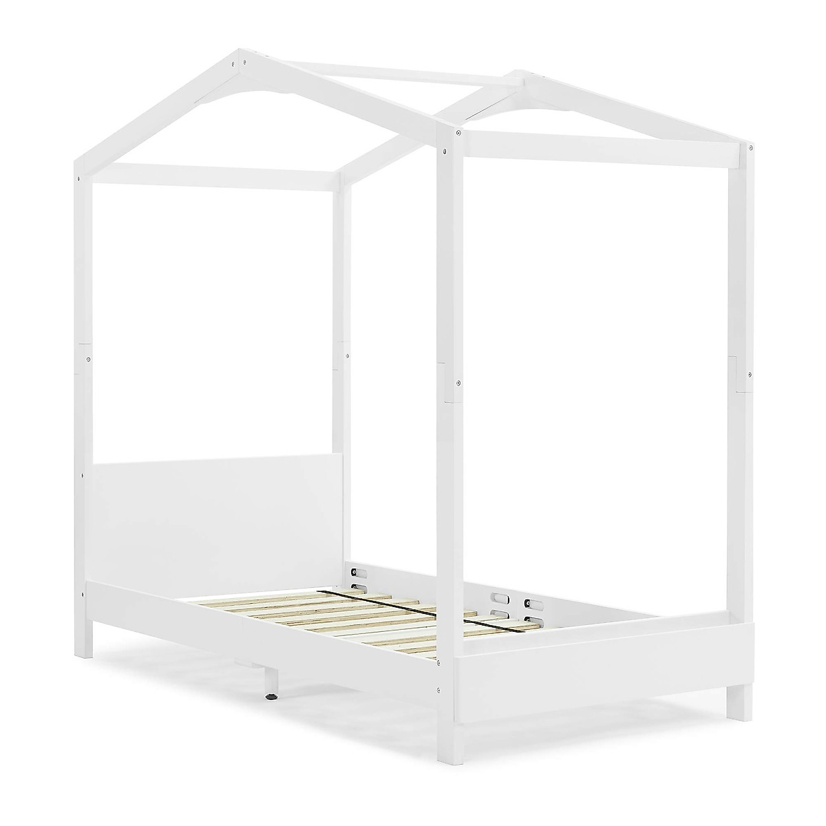 Delta Children Poppy House Wood Twin Bed, Platform Bed - No Box Spring Needed, Bianca White