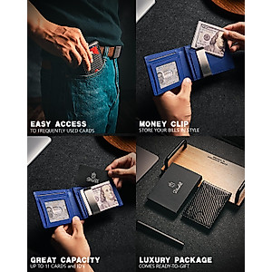 Zitahli Wallet for Men - with Money Clip Slim Leather Slots Credit Card Holder RFID Blocking Bifold Minimalist Wallets with Gift Box