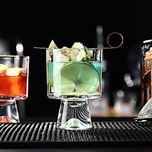 Martini Glasses 8 OZ (Set of 6) With Stylish Colorful Bases | Elegant Stemless Bar Glasses | reat for Martini, Cocktail, Whiskey, Margarita, & More | Cocktail Glasses (transparent)