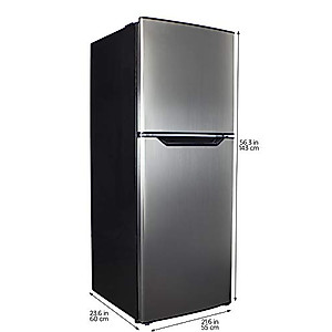 Danby DFF070B1BSLDB-6 7.0 Cu.Ft. Mid-Size Refrigerator, Frost-Free Apartment Fridge with Top Freezer, E-Star Rated, 7, Black Stainless Look