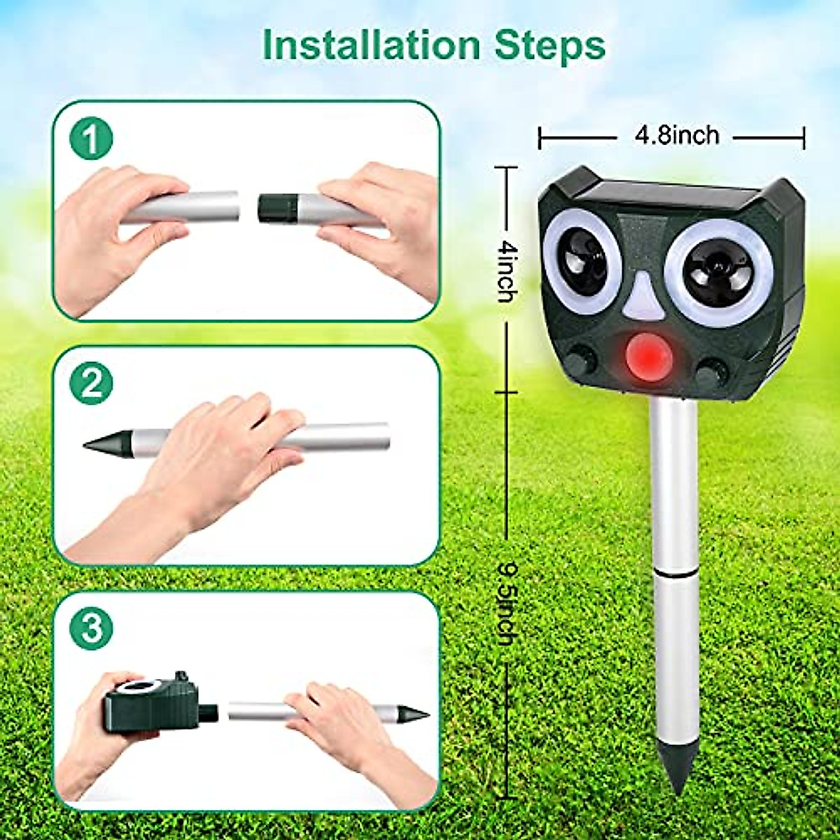 Solar Animal Pest Solar Motion Activated Cat Deterrent Cat Deterrent Outdoor Snake Repellent for Yard Powerful Dog Repellent for Yard Motion Cat Repellent Outdoor Racoon Repellant Products Outdoor