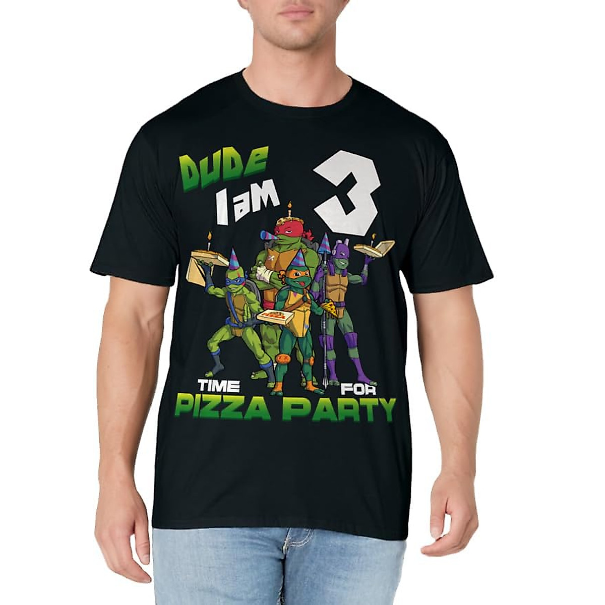 Mademark x Teenage Mutant Ninja Turtles - Dude I am 3 Years Old Turtles Pizza Birthday Party T-Shirt