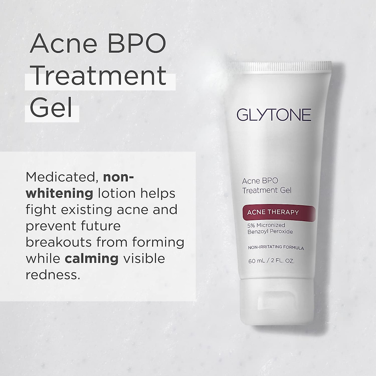Glytone Acne BPO Treatment Gel - With Time-Released 5% Benzoyl Peroxide - Hydrating Mattifying Gel - Fragrance-Free & Non-Comedogenic - 2 fl. oz.