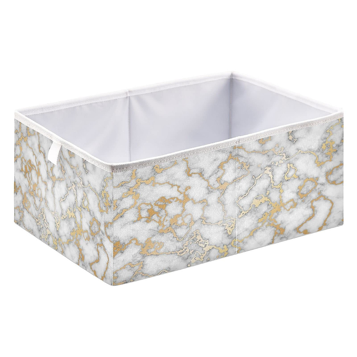 ALAZA Collapsible Storage Cubes Organizer,Marbl with Inlaid Gold Storage Containers Closet Shelf Organizer with Handles for Home Office