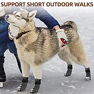 PUPTECK Double Side Anti-Slip Dog Socks with Adjustable Straps for Small Medium Large Dogs Indoor Hardwood Floor, 2 Pairs Pet Paw Protection Traction Control Grip Socks Prevents Licking, Grey L