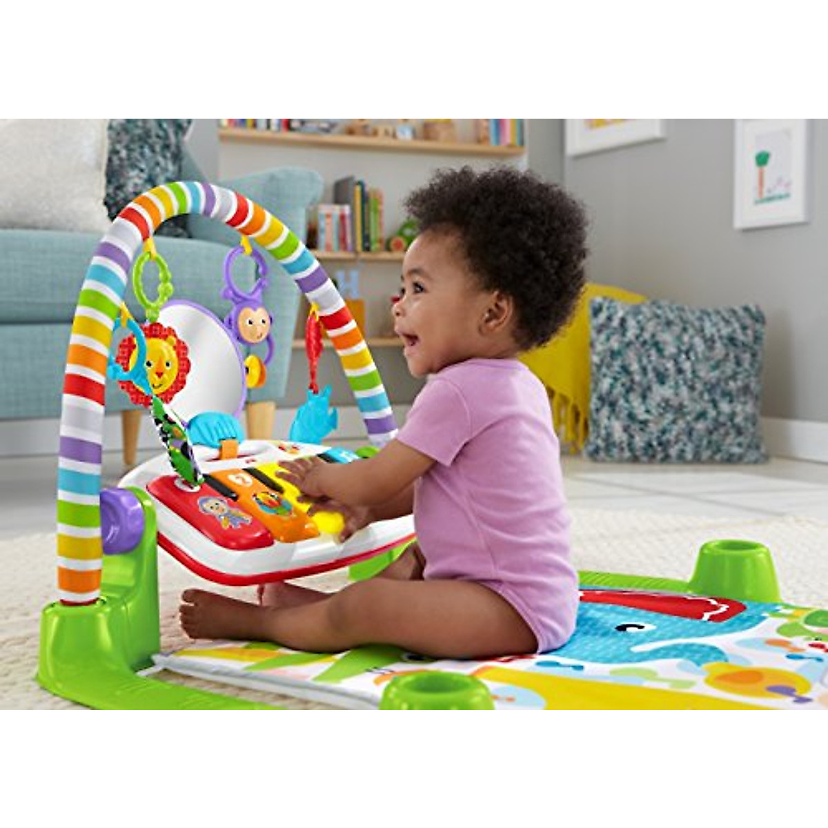 Fisher-Price Baby Gym & Activity Mat, Deluxe Kick & Play Piano Gym with Musical Toys, Lights & Smart Stages Learning