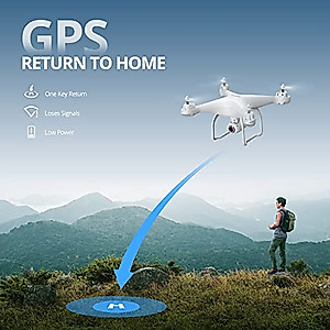 Potensic T25 Drone with 2K Camera for Adults, RC FPV GPS Drone with WiFi Live Video, Auto Return Home, Altitude Hold, Follow Me, Custom Flight Path, 2 Drone Batteries and Carrying Case