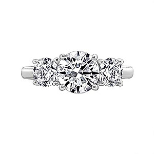 Amazon Essentials Platinum-Plated Sterling Silver Round 3-Stone Ring made with Infinite Elements Cubic Zirconia (3 cttw), Size 8 (previously Amazon Collection)
