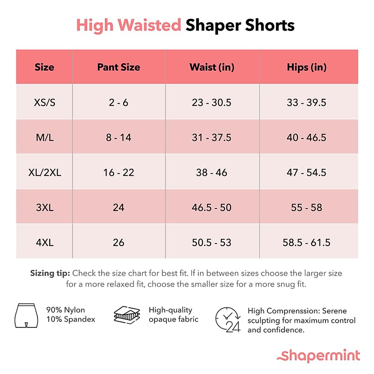 SHAPERMINT High Waisted Body Shaper Shorts - Shapewear for Women Tummy Control Small to Plus-Size. Black Small