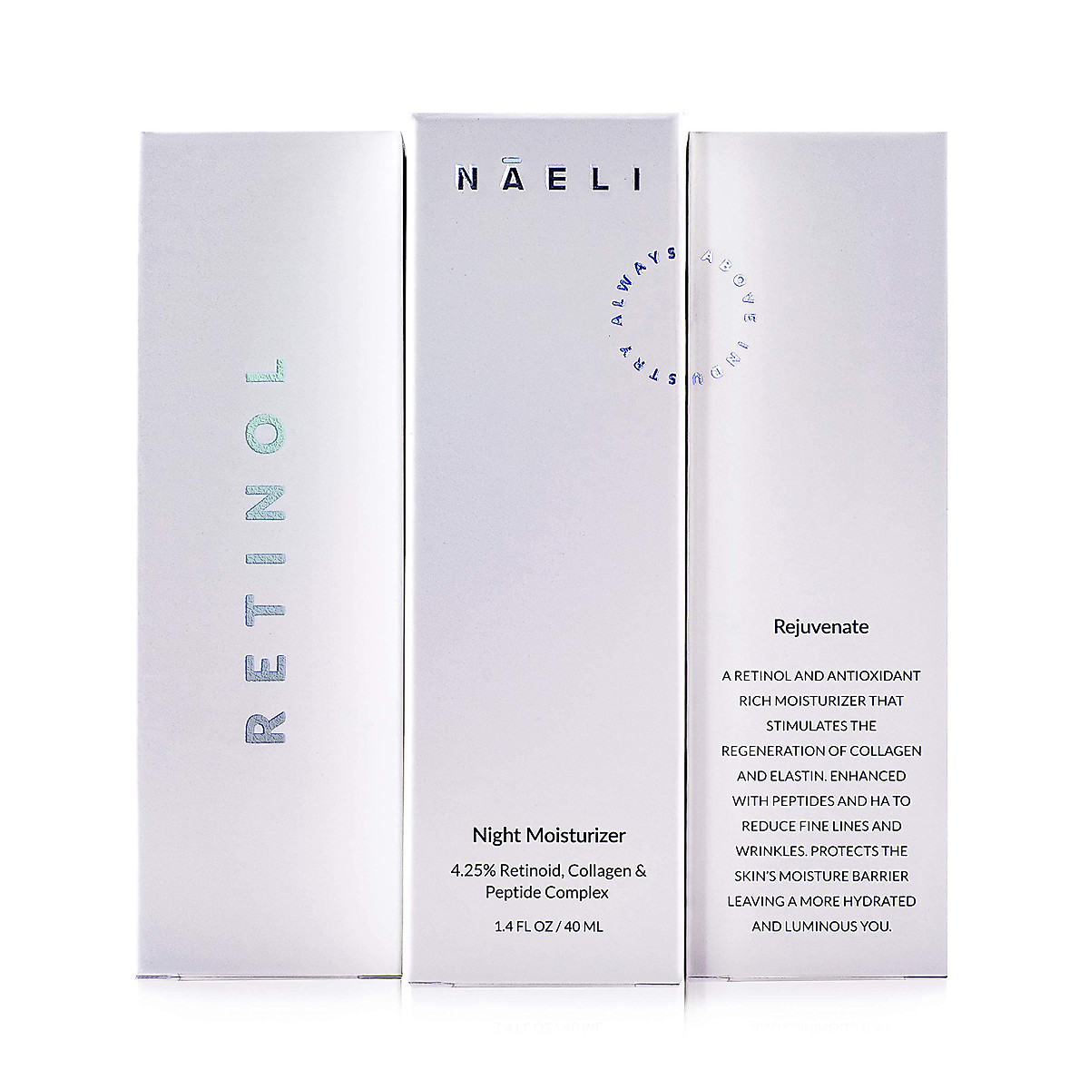 Retinoid Cream - 4.25% Retinol Night Moisturizer for Face & Neck with Collagen, Peptides & Hyaluronic Acid - Anti Aging Wrinkle Cream, Improves Skin Tone & Texture, 1.4 oz