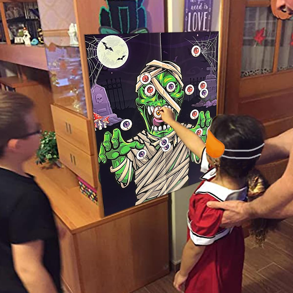 TYHJOY Halloween Party Games for Kids Pin The Eyeball On The Zombies Game Halloween Party Activities Party Supplies Decorations