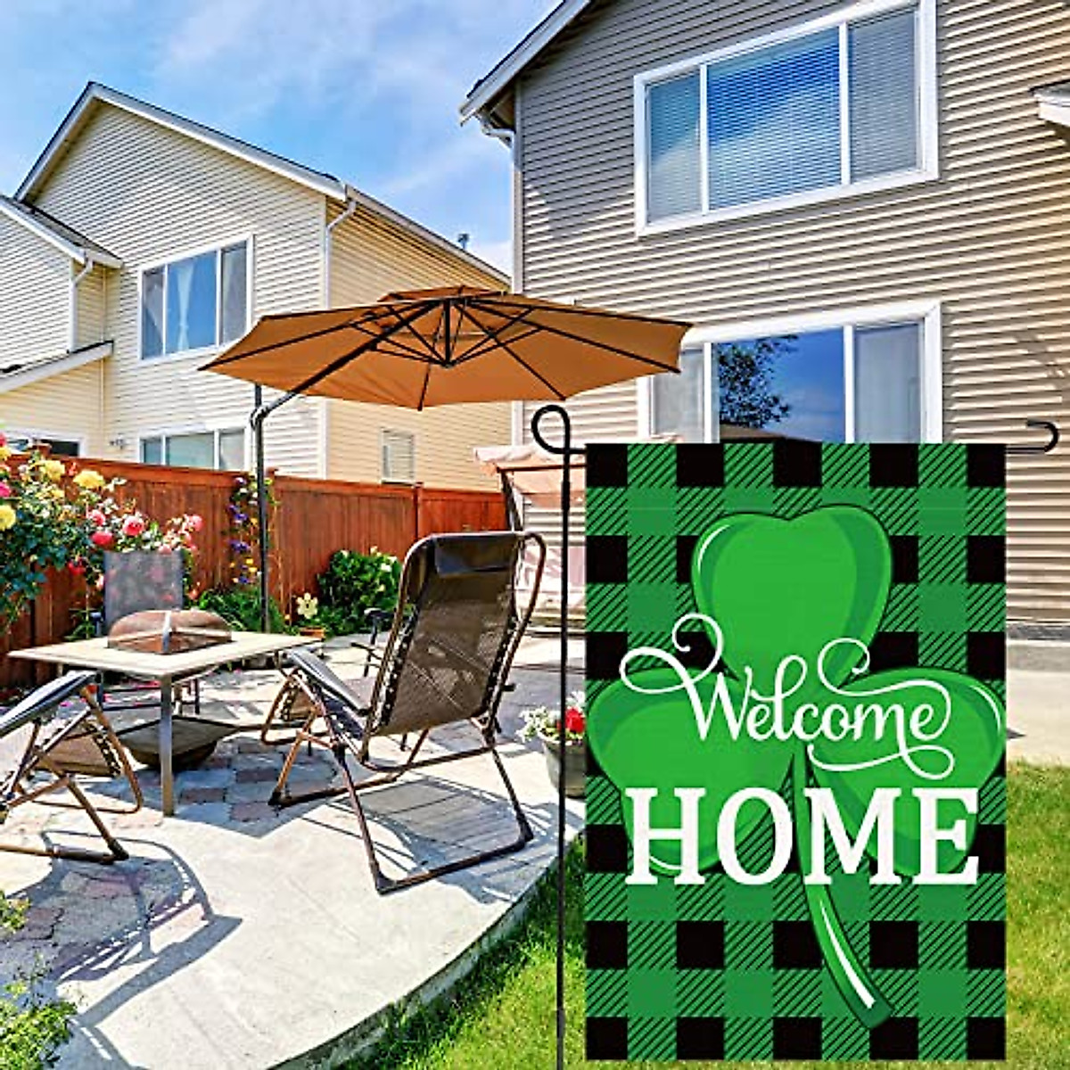 Saint Patricks Shamrock Day Garden Flag 12 x 18 Green Shamrock Holiday Outside Buffalo Plaid Flag Saint Patty Day Decorative Vertical Double Sided Burlap Welcome Signs Outdoor Plaid Spring Flag