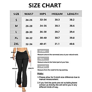 Women's V Crossover Flare Leggings with Pockets,Bootcut High Waisted Yoga Pants Tummy Control Workout Leggings,Black,M