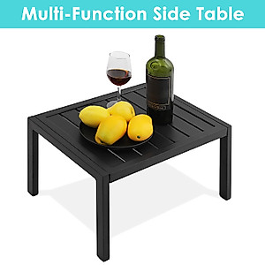 AthLike 3 pcs Poolchairs Patio Chaise Lounge Set with Headrest, 5-Level Adjustable Sunbathing Tanning Poolside Recliner Chairs with Side Table for Outdoor Beach (Black)