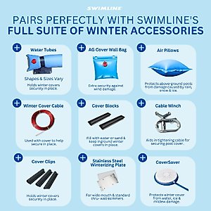 SWIMLINE HYDROTOOLS Super Guard Heavy Duty Pool Cover For Above Ground Swimming Pools |31 FT Cover | Blue / Black | Winch & Cable Included | UV Protected For 28 FT Round Pools | PCO831