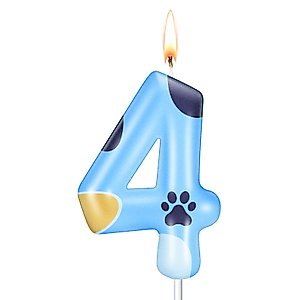 MTLEE Blue Color Dog Paw Birthday Candles Dog Paw Themed Numeral Birthday Number Candle Birthday Cake Topper for Boy and Girl Dog Paw Birthday Decoration Blue Color Dog Party Supplies(4)