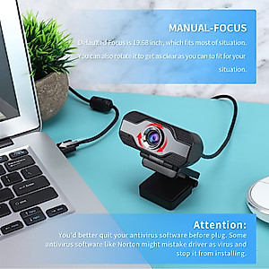 GreenYellow Webcam for PC, USB Camera with Microphone Plug Play Built-in Mic Full Ultra HD 1080P Web Camera Video Cam Video Calling Conferencing Streaming for Desktop/Computer/Mac/Laptop/MacBook