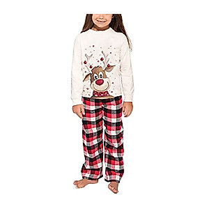 LWXQWDS Family Christmas Pajamas Matching Sets Xmas Matching Pjs for Adults Kids Holiday Home Xmas Family Sleepwear Set (A 01, Kid, 10 Years)