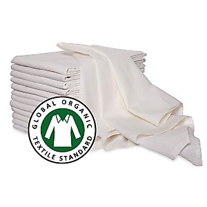 AMOUR INFINI Flour Sack Kitchen Towels - Pack of 12 Organic Cotton Kitchen Towel - Washable Super Absorbent Flour Sack Kitchen Towels - Cloth Napkins, Cheese Strainers (28x28 inches - Off White)
