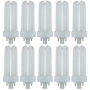 Sunlite PLT26/E/SP Compact Fluorescent Plug-in PLT 4-Pin Triple Tube, 26 Watts, 4-Pin GX24q3 Base, 1800 Lumens, 4100K Cool White, 10 Pack