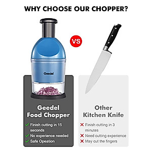 Geedel Food Chopper, Easy to Clean Manual Hand Vegetable Chopper Dicer, Dishwasher Safe Slap Onion Chopper for Veggies Onions Garlic Nuts Salads
