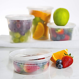 50pk 8oz Small Plastic Containers with Lids - Slime Containers with lids Freezer Containers Deli Containers with Lids - Food Containers Meal Prep Food Prep Containers Plastic Food Containers with Lids